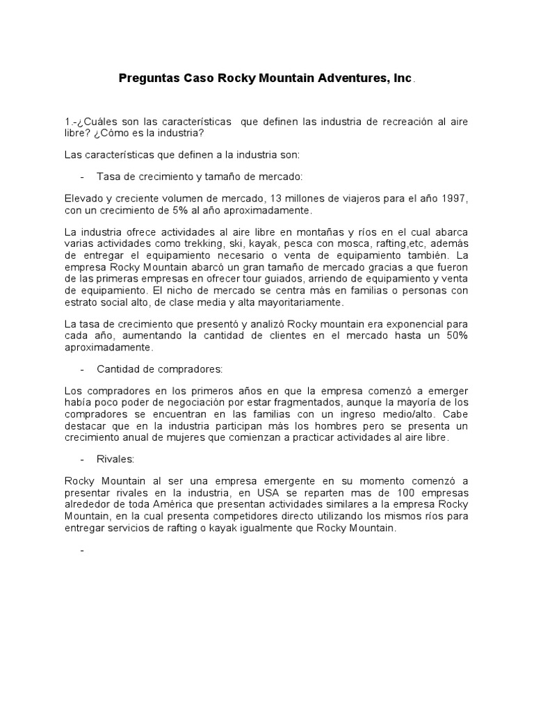 Caso Rocky Mountain | PDF | Mercado (economía) | Business
