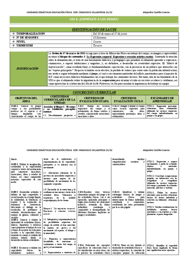 UDI 6 4º (1) | PDF | Educación primaria | Evaluación