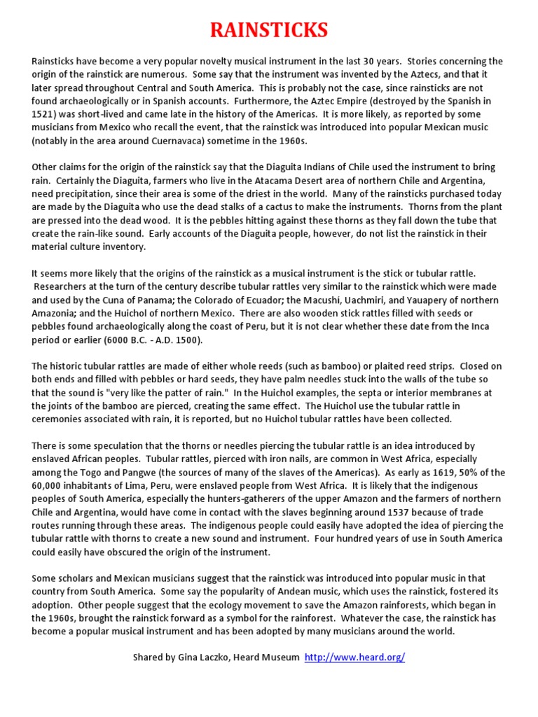 Rainstick Origins | PDF | South America | Peru