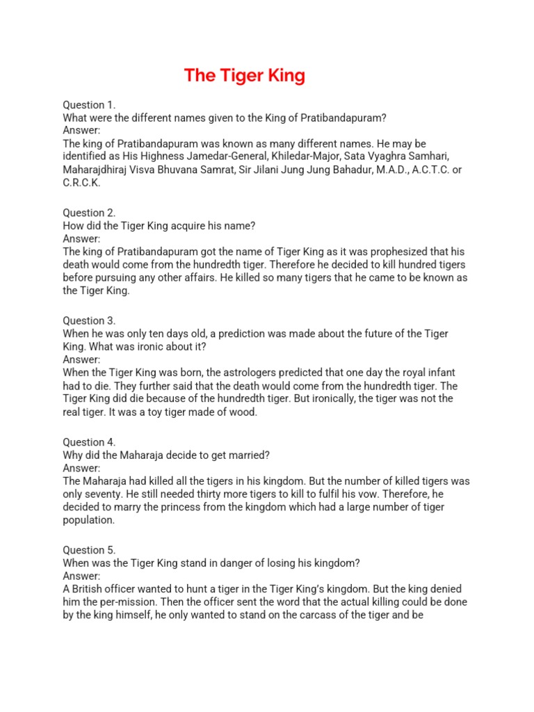 The Tiger King's Fate and Legacy | PDF | History | Religion & Spirituality