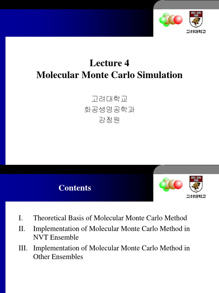 Lecture 4 Molecular Monte Carlo Simulation Pdf Monte Carlo Method Randomness