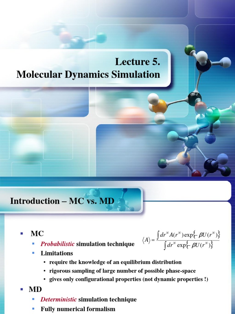 Molecular Dynamics Simulation Overview | PDF | Momentum | Lagrangian ...