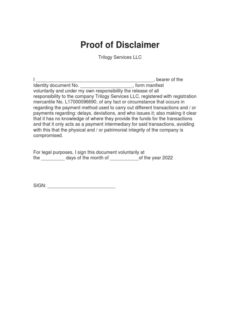 Proof of Disclaimer | PDF | Finance & Money Management | Law
