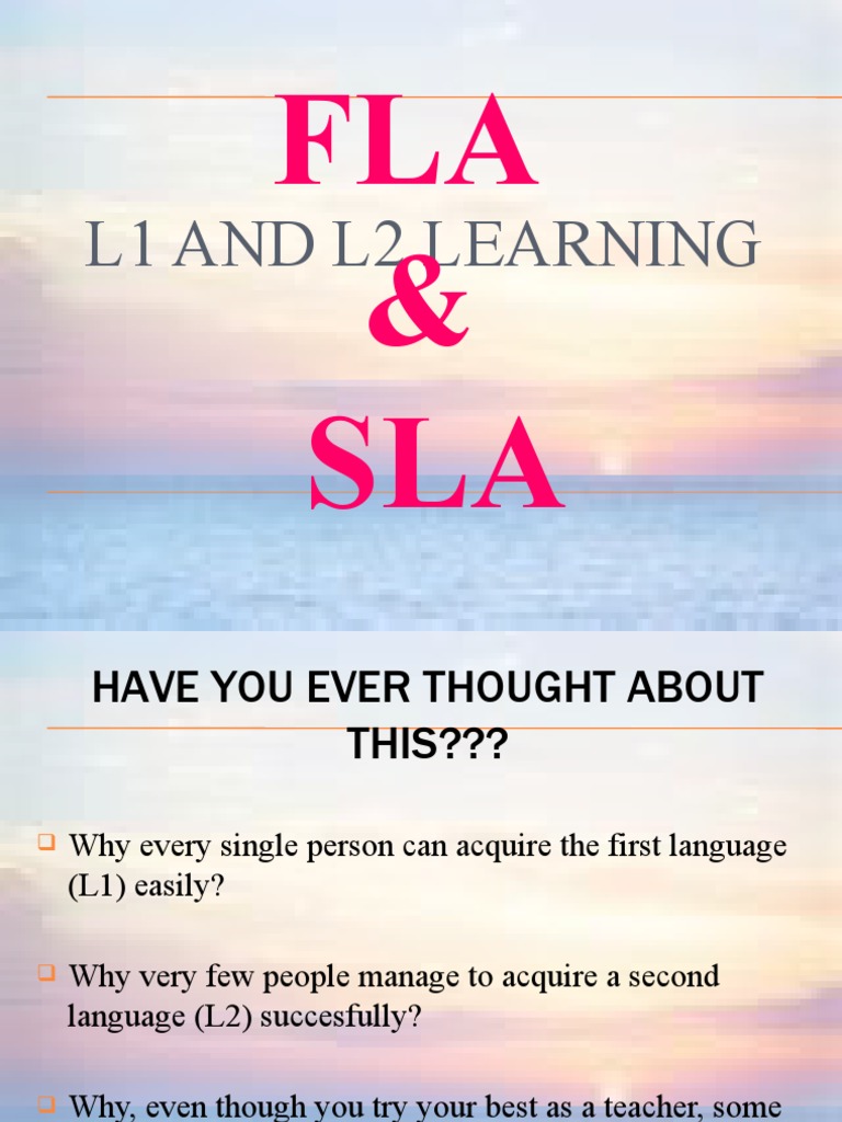 SLA 4, L1 and L2 Learning | PDF | Fluency | Second Language Acquisition