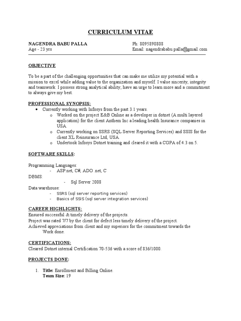 Nagendra Resume | PDF | Microsoft Sql Server | Computing Nagendra Resume | PDF | Microsoft Sql Server | Computing