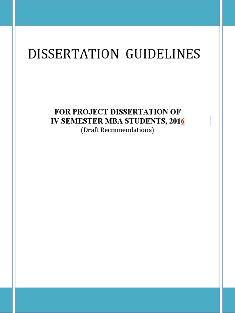 MBA - Dissertation - Guidelines - 2016 - Draft Recommendation | PDF ...