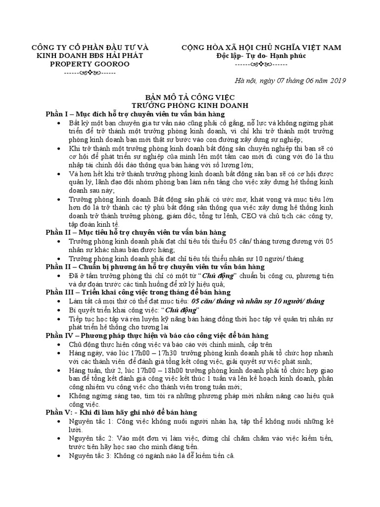 B N JD Trư NG Phòng Kinh Doanh | PDF