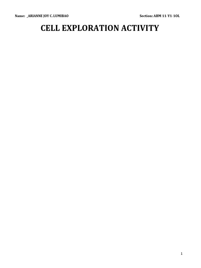 Cell Exploration Activity | PDF | Cell (Biology) | Cytosol