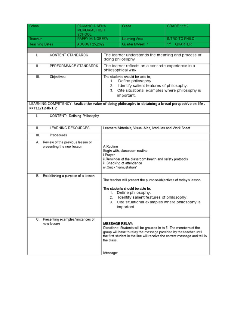 Lp In Intro To Philo Continuation Week 1 Download Free Pdf Science