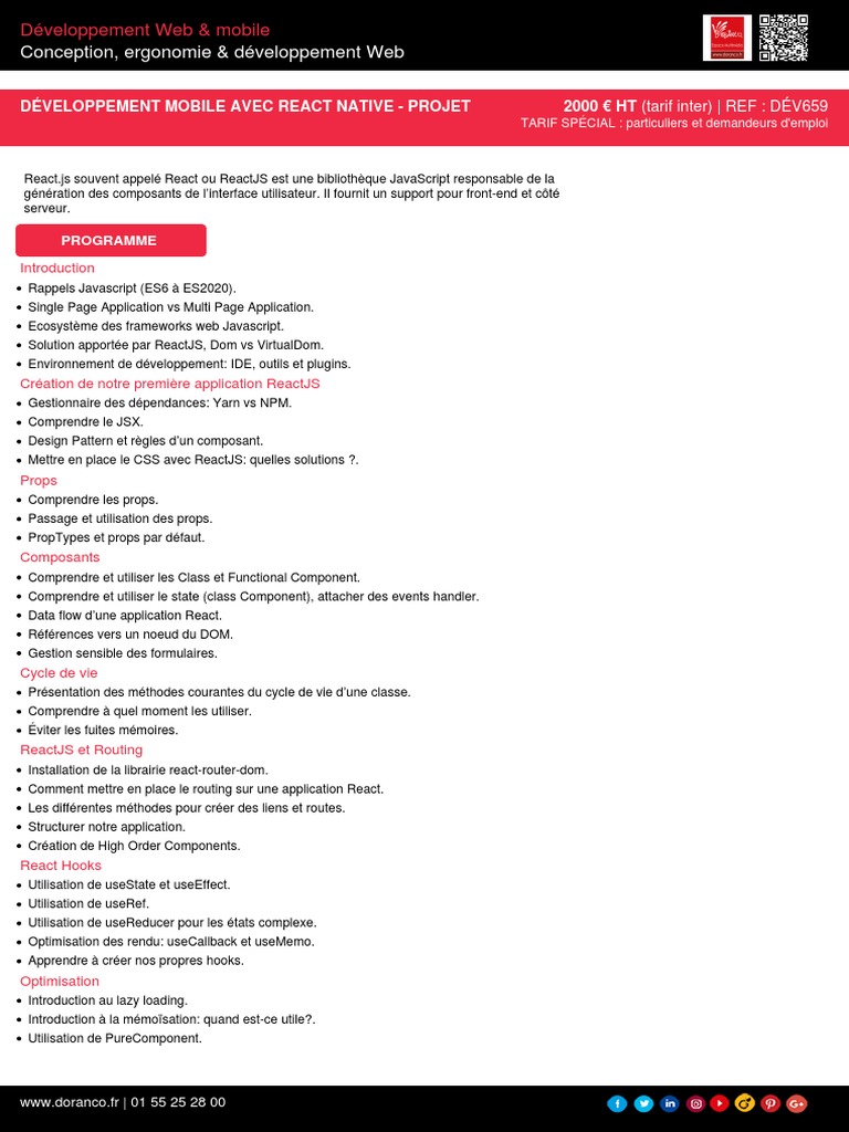 Formation - Developpement Mobile Avec React Native Projet - Doranco | PDF | Programmation web ...