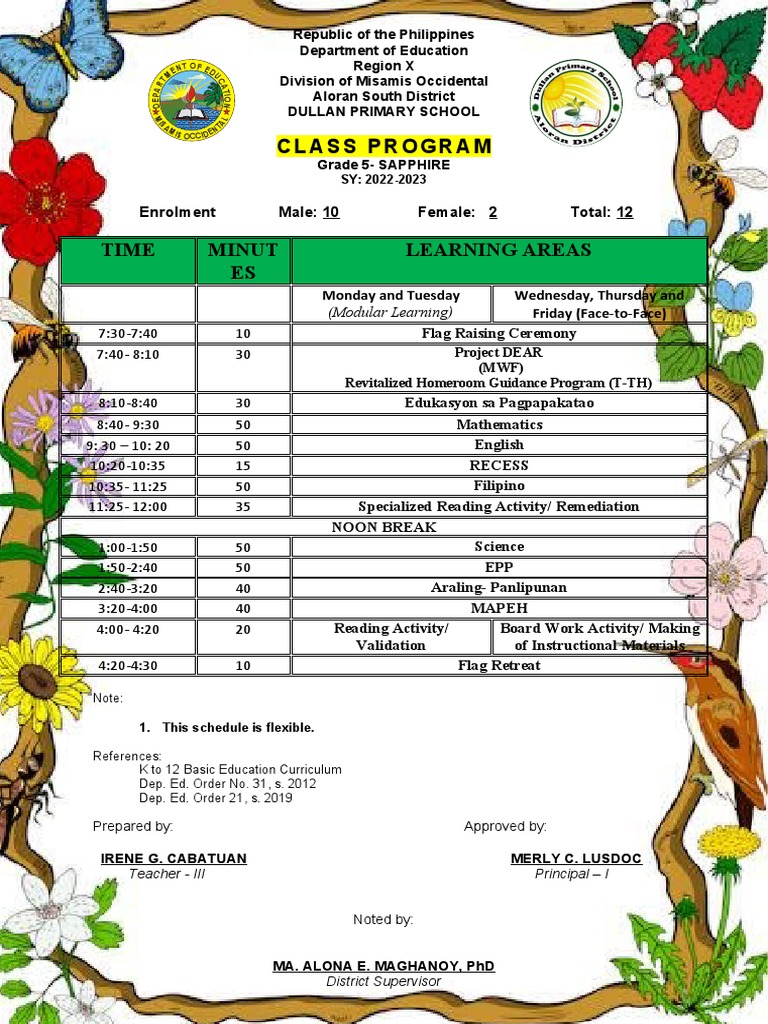 Class-program-G4 | PDF | Schools