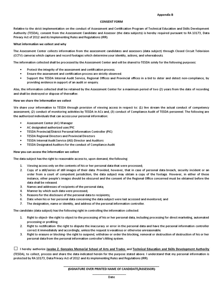 Consent Form | PDF | Audit | Closed Circuit Television