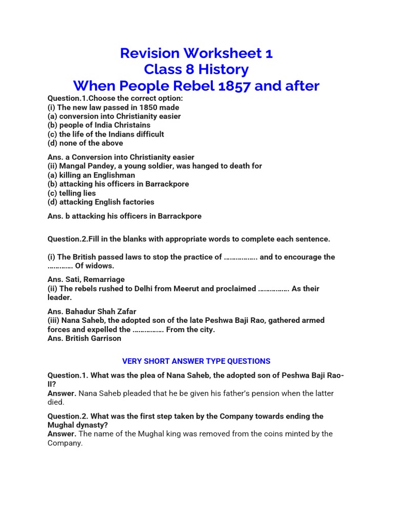Revision Worksheet 1 | PDF | Politics