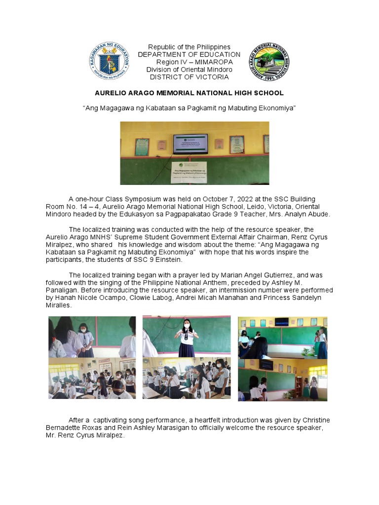 Esp Narrative Report G4 | PDF | Philippines