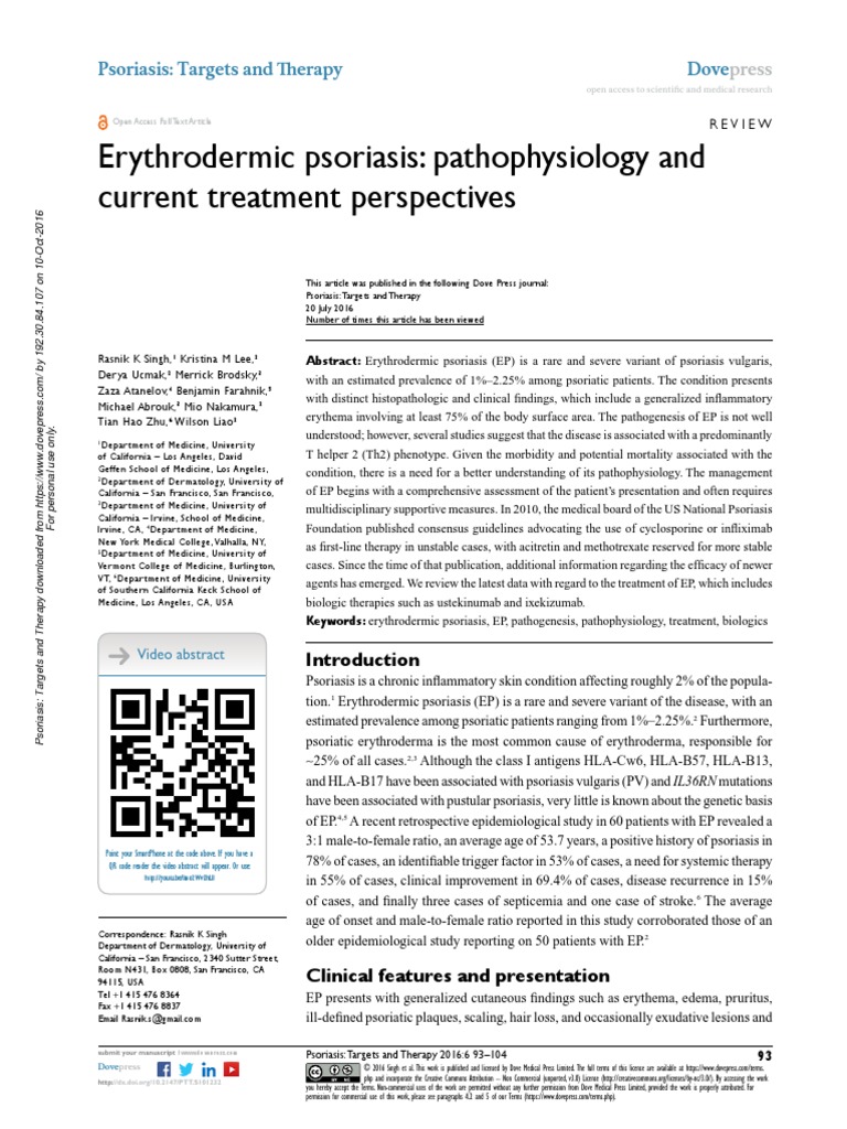 Erythrodermic Psoriasis Pathophysiology and Curren | PDF | Psoriasis ...