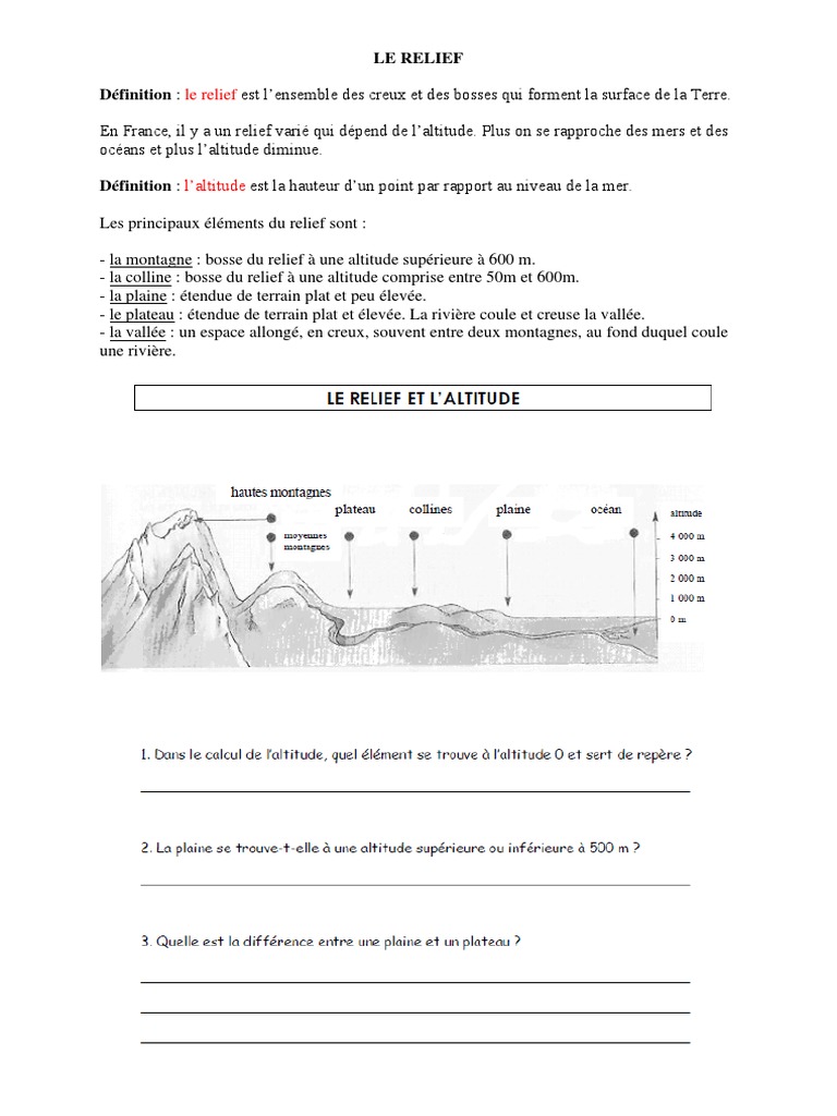 Types et éléments du relief terrestre | PDF