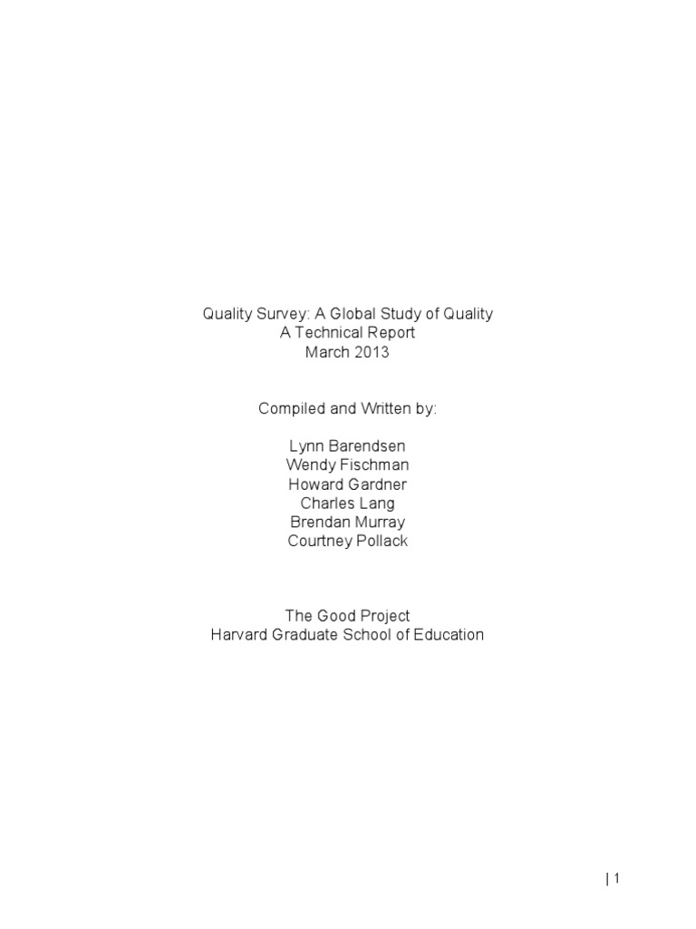 Quality Technical Report | PDF | Utility | Sampling (Statistics)