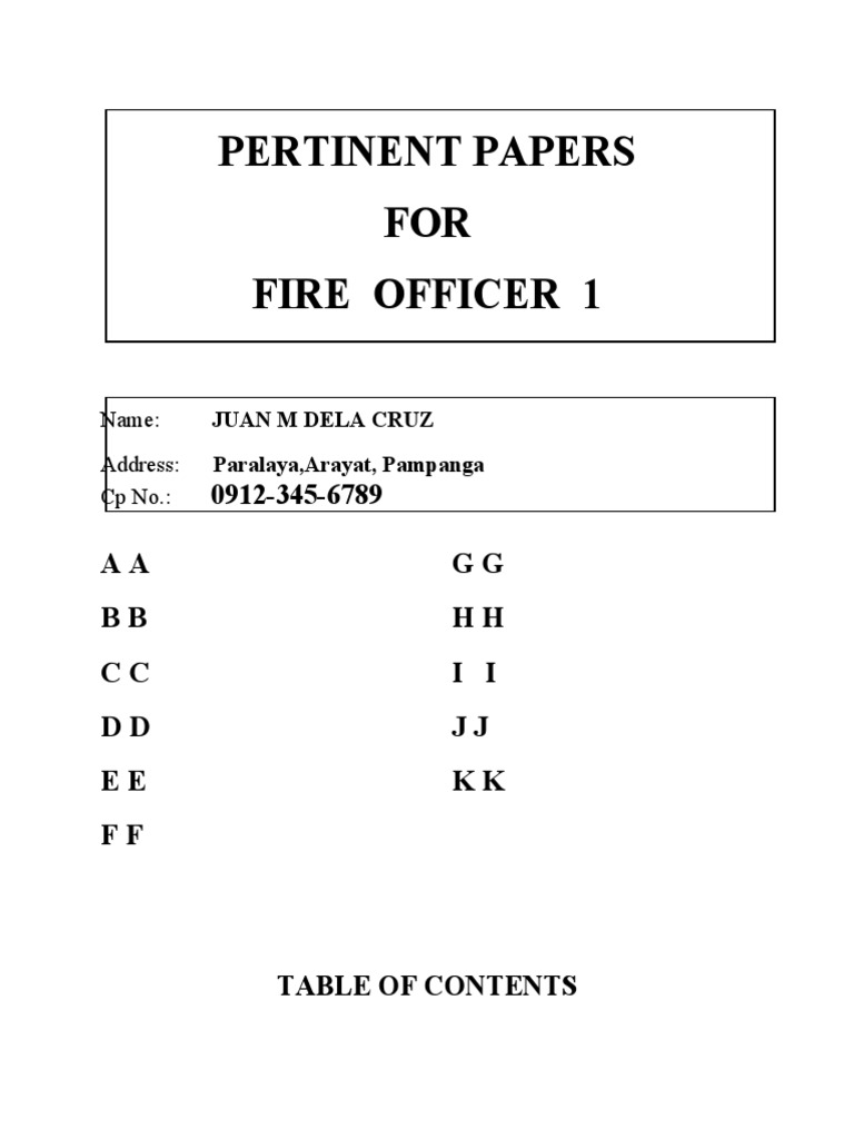 Table of Content (BFP) & Tabings | PDF