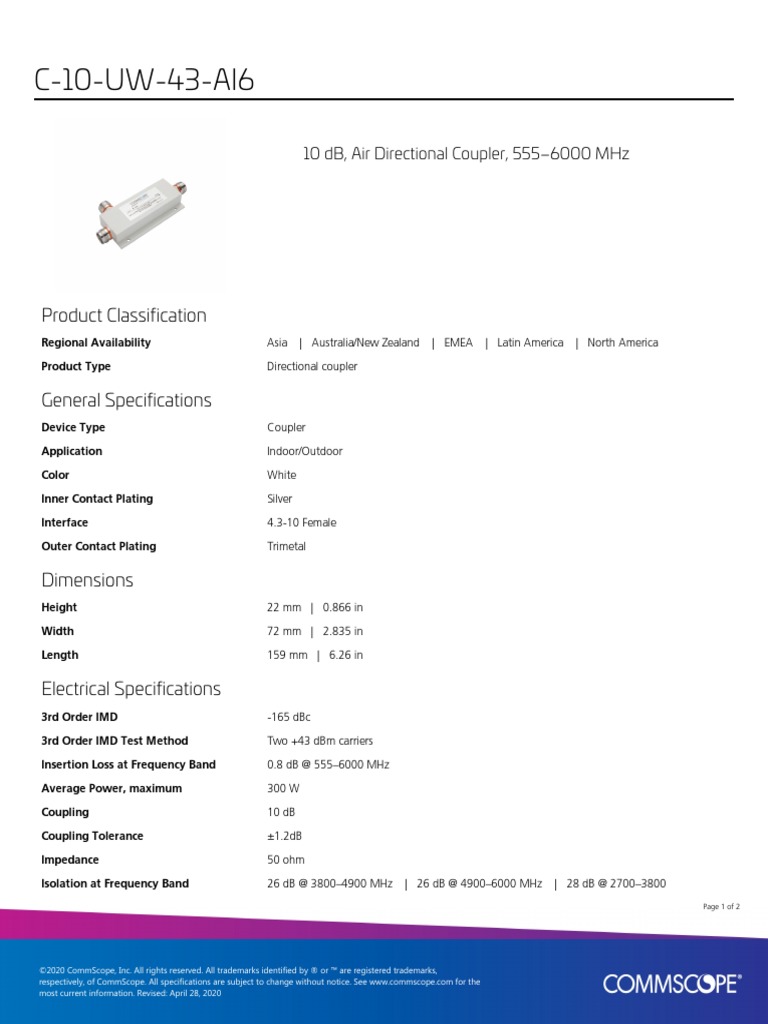 Commscope C-10-UW-43-AI6 | Download Free PDF | Decibel | Electricity