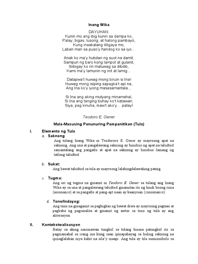 SOSLIT (Pagsusuri NG Tula) | PDF