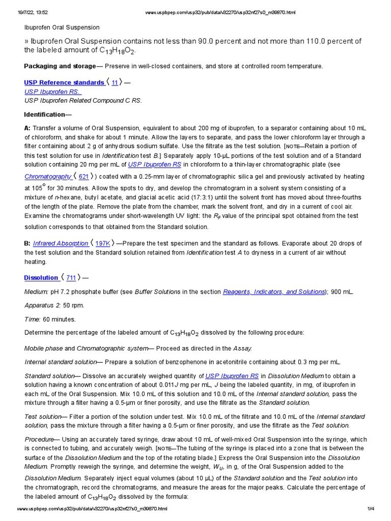Ibuprofeno Suspensión USP 32 | PDF | Chromatography | High Performance ...