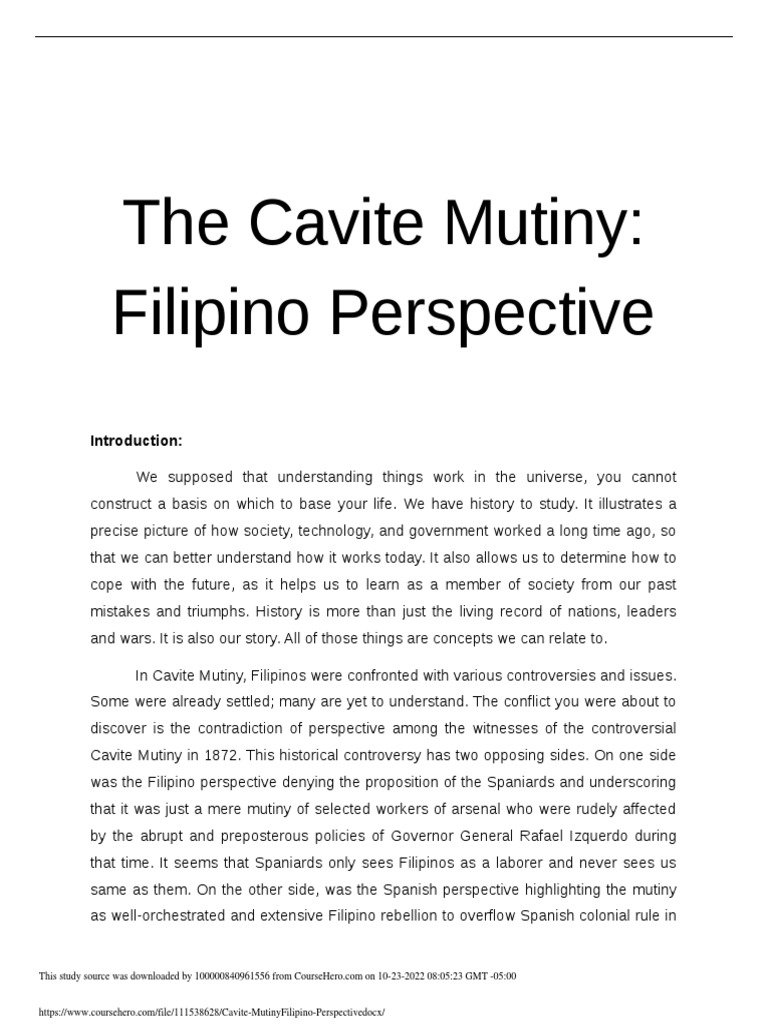 Filipino Perspectives on Cavite Mutiny 1872 | PDF