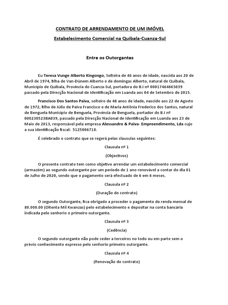 Contrato de Arrendamento | PDF | Proprietário