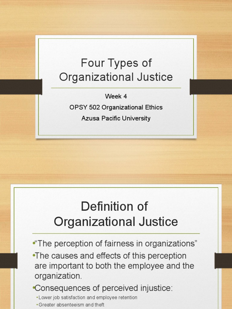 Four Types of Organizational Justice | PDF