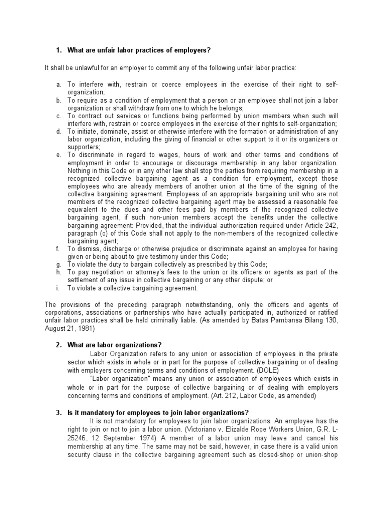 Understanding Unfair Labor Practices | PDF | Collective Bargaining ...