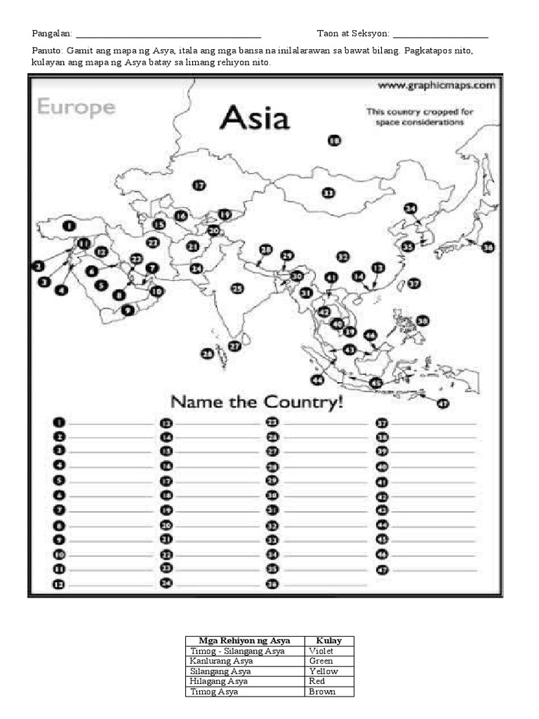 Asian Map Activity | PDF