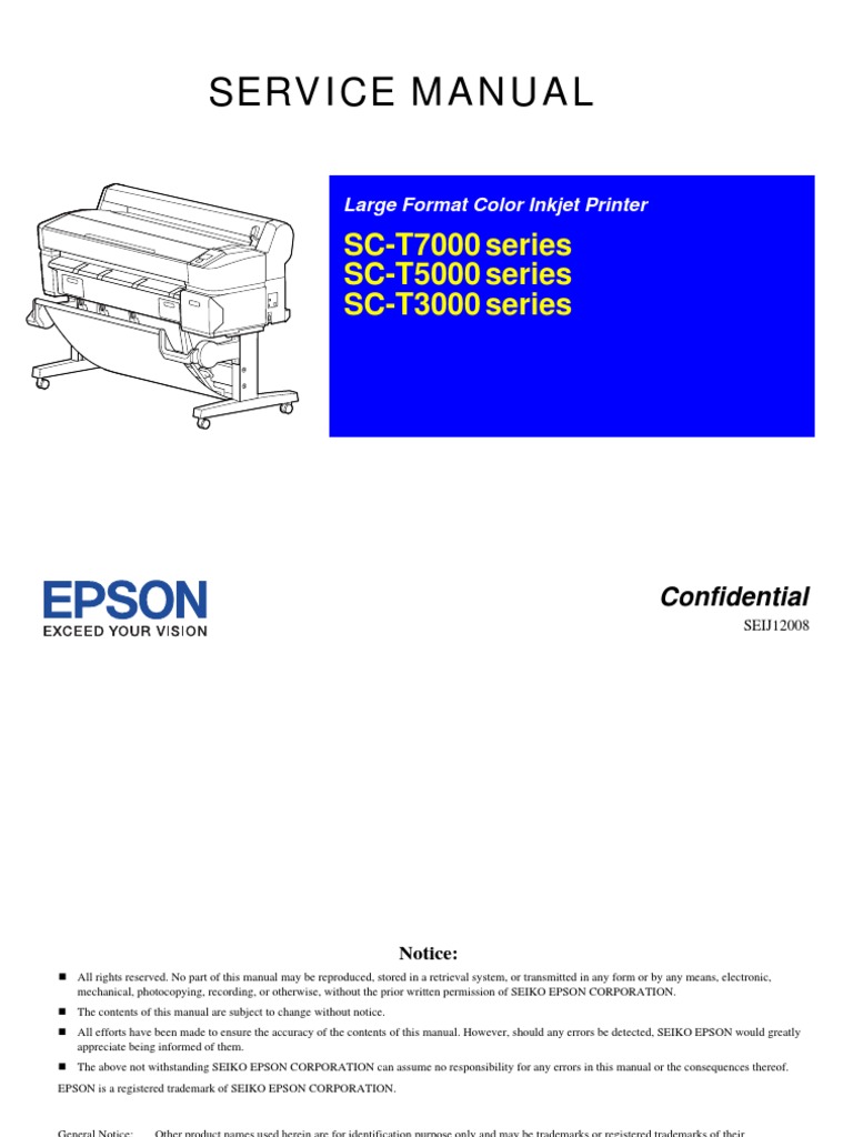 Service Manual: SC-T7000 Series SC-T5000 Series SC-T3000 Series | PDF | Printer (Computing ...