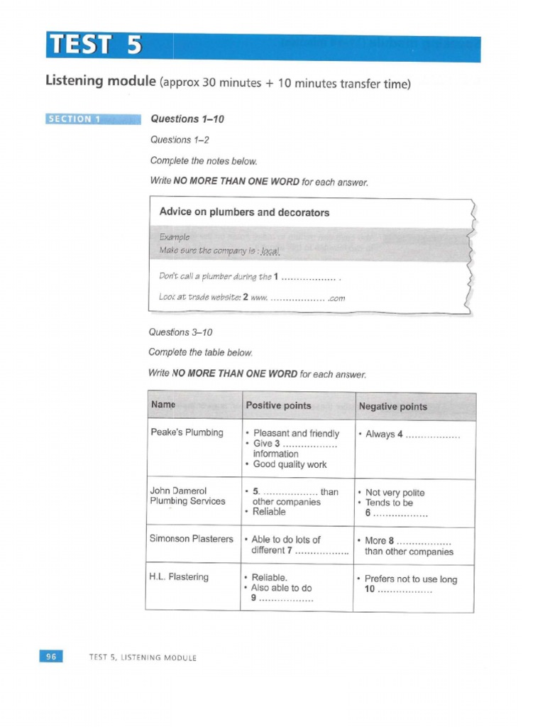 Ielts Plus 3 - Test 5 - Listening | PDF