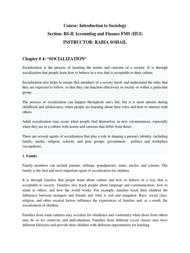 Chapter 4 Socialization Fms | PDF | Socialization | Community