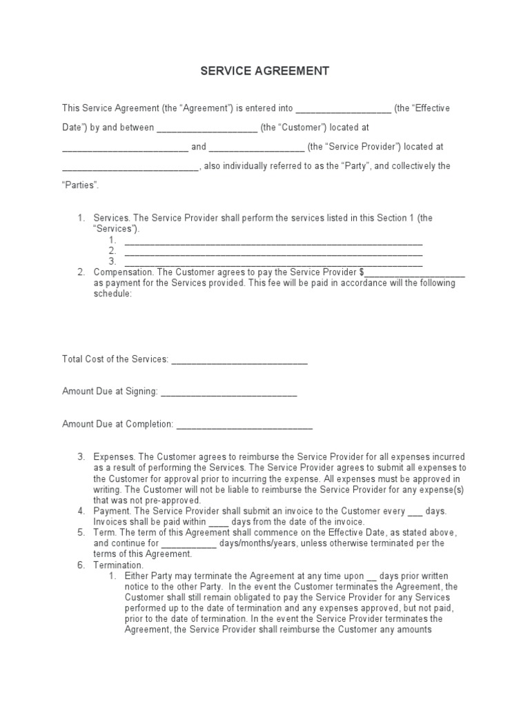 Service Agreement Template | PDF | Law