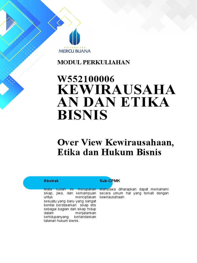 Kewirausahaan dan Etika Bisnis | PDF