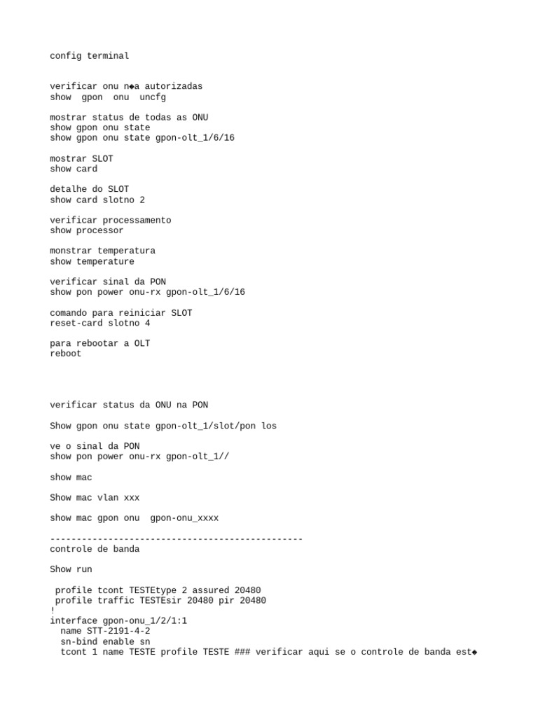 Comandos ZTE | PDF | Computer Hardware | Computer Networking