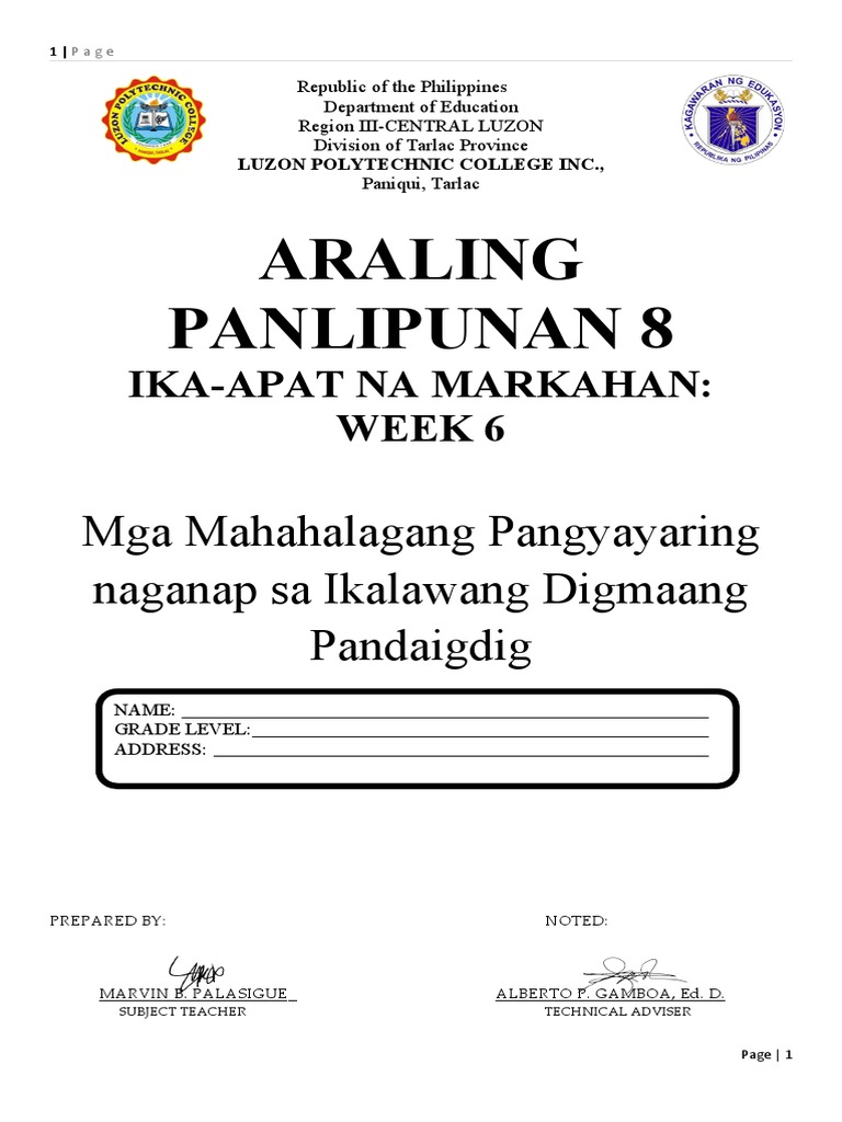 Q4 AP 8 Week 6 | PDF