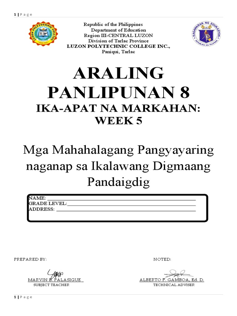 Q4 AP 8 Week 5 | PDF