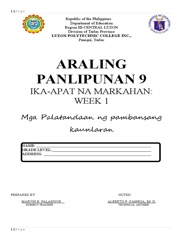 Q4 AP 9 Week 1 | PDF