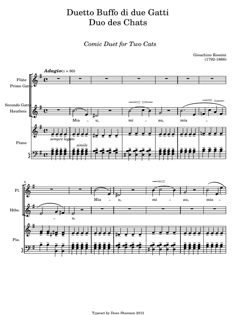 Comic Duet For Two Cats Duetto Buffo Di Due Gatti Duo Des Chats | PDF ...