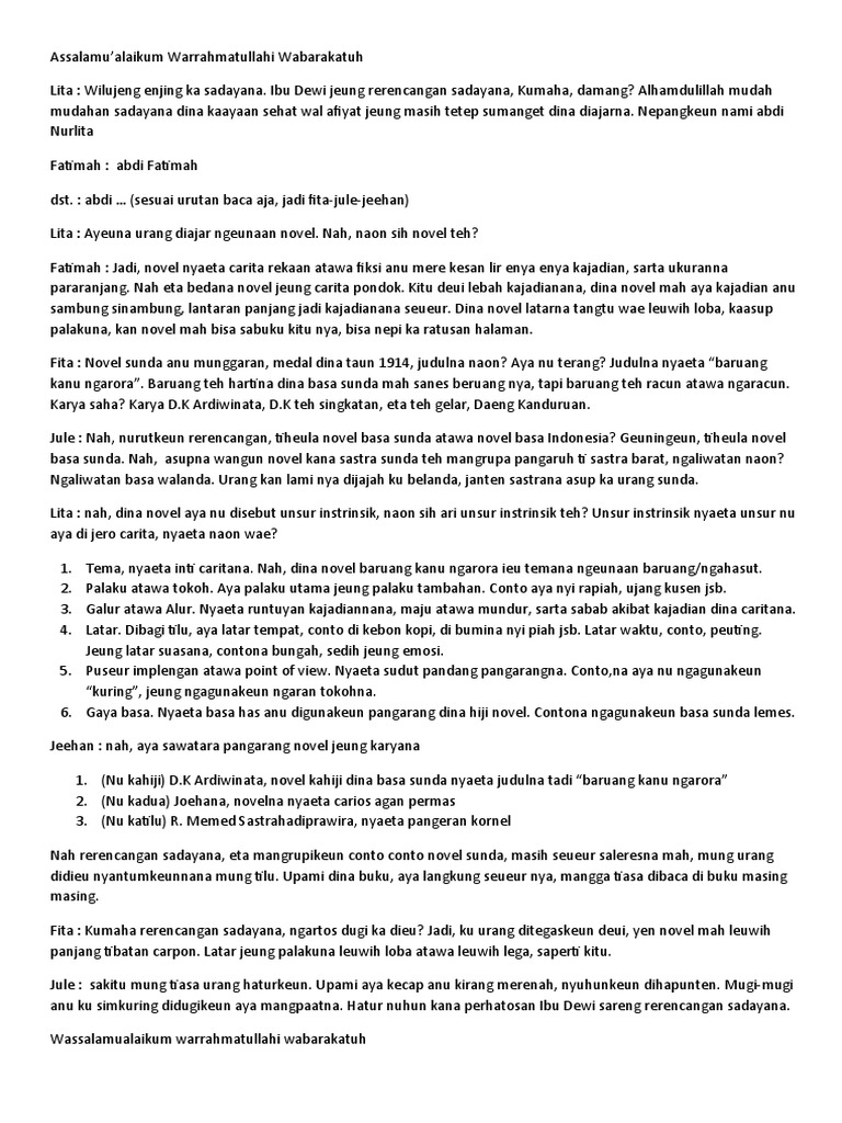 Materi Novel Sunda | PDF