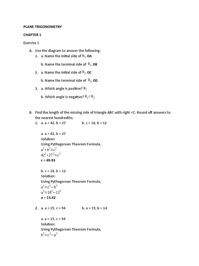 Plane Trigonometry Exercises and Solutions | PDF | Trigonometry | Geometry