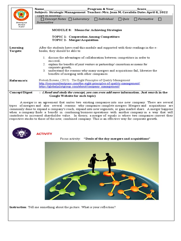 Module 8 Strategic Management 2ND Sem 2021 2022 | Download Free PDF ...