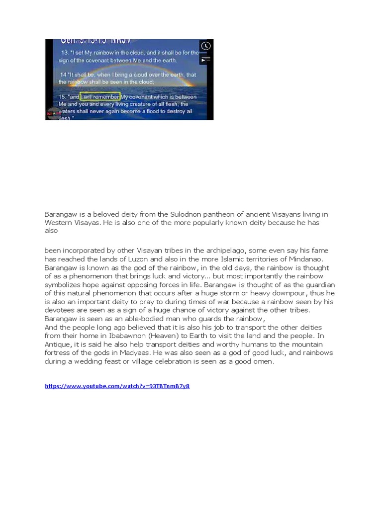 Barangaw: The Rainbow Deity of Visayas | PDF
