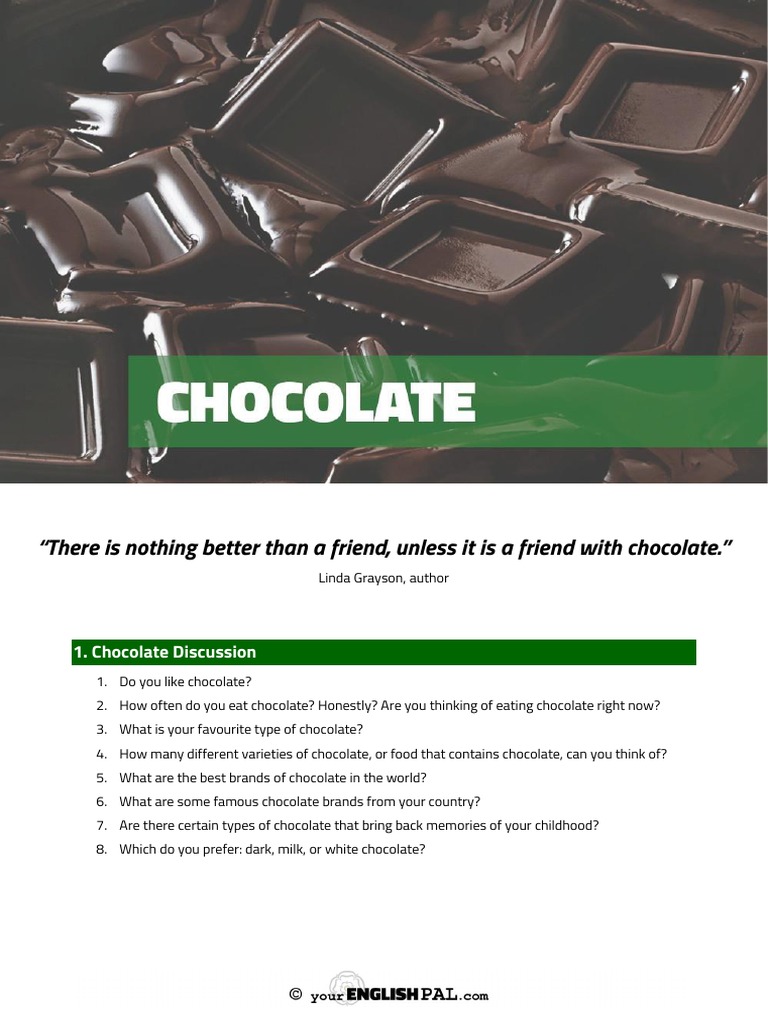 Chocolate Discussion & Vocabulary Guide | PDF | Chocolate | Fair Trade