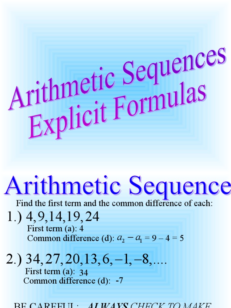 Arithmetic Sequences Explicit | PDF | Mathematics | Mathematical Logic