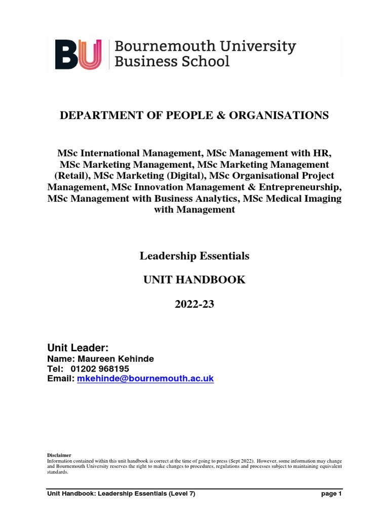 LE Unit Guide 2022-23 PDF | PDF | Leadership | Theory