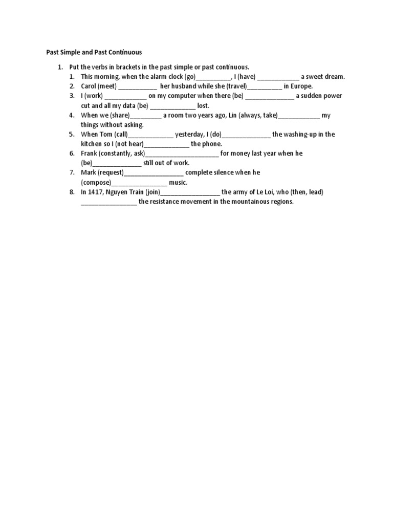 Past Simple Vs Past Continuous | PDF