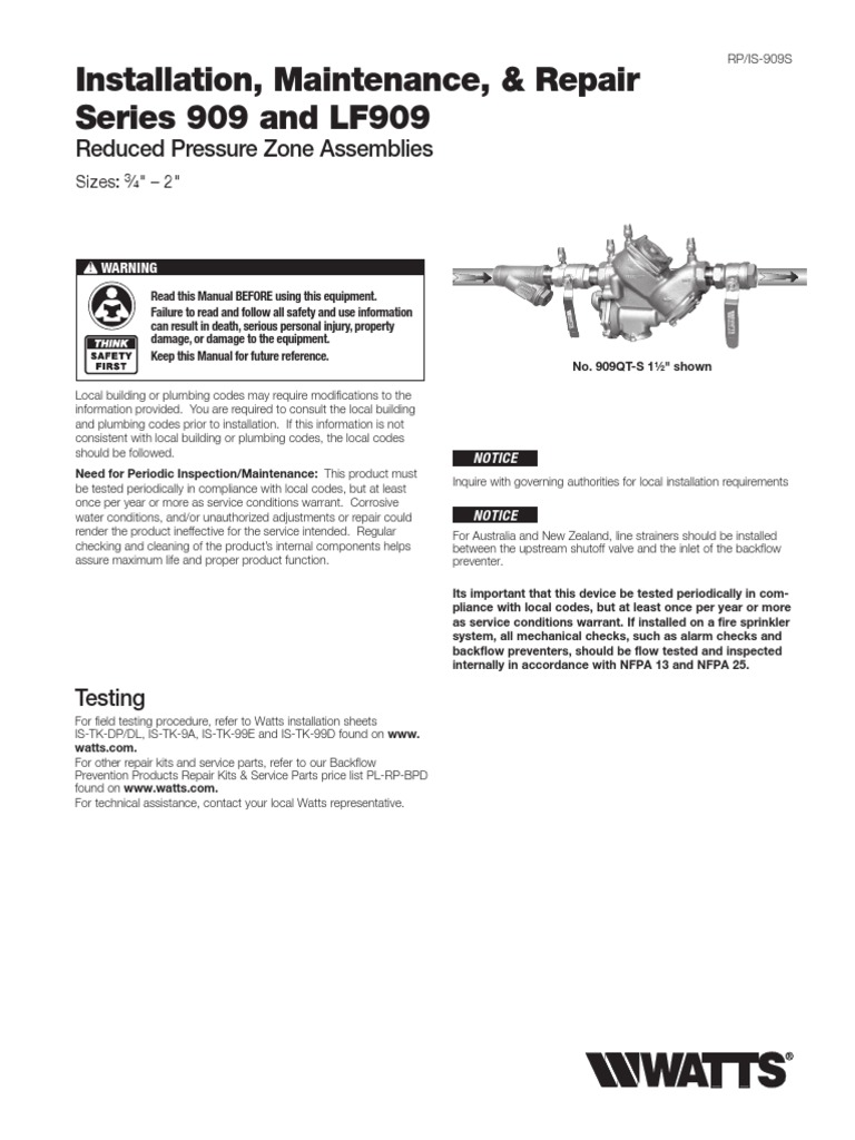 Installation, Maintenance, & Repair Series 909 and LF909: Reduced ...