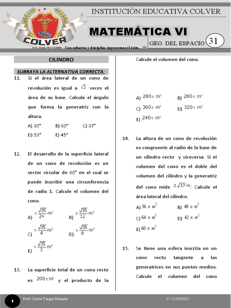 31 Cono | PDF | Geometría euclidiana | Objetos geométricos